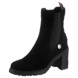 Chelseaboots Tommy Hilfiger "OUTDOOR HIGH HEEL BOOT" Gr. 41, schwarz Damen Schuhe mit Zierriegel