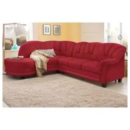 Ecksofa Home Affaire "Camelita L-Form" Sofas Gr. B/H/T: 231cm x 86cm x 81cm, Microfaser PRIMABELLE, Ottomane links, ohne Bettfunktion, rot (bordeaux) wahlweise mit Bettfunktion