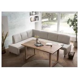 Eckbank exxpo - SOFA FASHION "Intenso, modern, wahlweise in Leder oder Textil, 264/197 cm (B/T)" Sitzbänke Gr. B/H/T: 264cm x 91cm x 197cm, Cord, Ottomane links, (langer Schenkel rechts), beige hohe Bodenfreiheit, frei im Raum stellbar, hoher Sitzkomfort