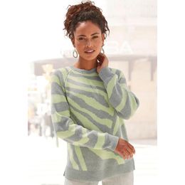 Lascana Strickpullover mehrfarbig Gr. 32/34 für Damen. Mit Rundhals. Figurumspielend. Nachhaltig.