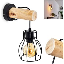 Comely - Schwarze Holzwandlampe im Vintage-Industriestil, mit Schalter, E27-Fassung, für Schlafzimmer, Wohnzimmer, Flur (Glühbirne nicht enthalten)