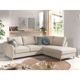 Will - ecksofa rechts - schlaffunktion - 5 sitzplätze - aus stoff - beige