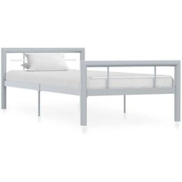 MAISONCHIC - Bettgestell für Erwachsenenbett,Bettrahmen Metallbett,Schlafzimmerbett Grau und Weiß Metall 100x200 cm -Maison 23115