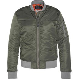 Bomberjacke Schott NYC, Damen, Gr. M (36), grün (sage khaki), Softshell, Obermaterial: 100% Nylon, unifarben mit Farbeinsätzen, Basic, gerade, unten schmal hüftlang, Langarm eingesetzt Windstopperbündchen mit innenliegendem Gummizug, Jacken, mit zusätzlichen Armtaschen