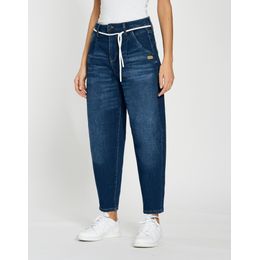 Jogg Pants Gang "94SILVIA JOGGER" Gr. 27, N-Gr, blau (napoli blau), Damen, Denim/Jeans, Obermaterial: 79% Baumwolle, 19% Polyester, 2% Elasthan, Jeans, weicher Sweat Denim