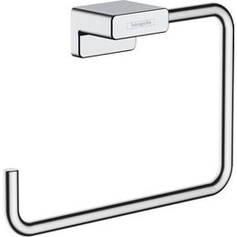 Handtuchring Hansgrohe "AddStoris", silber (chrom), B:18,9cm H:12cm T:4cm, Metall, Handtuchhalter, zweiarmig