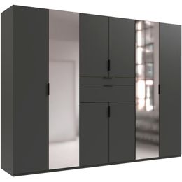 Drehtürenschrank wimex "Moldau OTTOs CHOICE TOPSELLER Lieferung bis in Deine Etage" Schränke Gr. B/H/T: 270cm x 208cm x 58cm, 8 St., grau (graphit) Kleiderschrank mit Spiegel, 2 Schubladen in Breiten schwarze Griffe