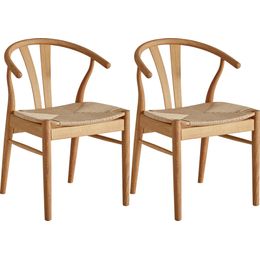 Holzstuhl HAMMEL FURNITURE "Findahl by Hammel Frida" Stühle Gr. B/H/T: 52cm x 75cm x 57cm, 2er-Set, Eiche, geölt, beige (natur) Massivholz, mit Flechtsitz, versch. Farbvarianten