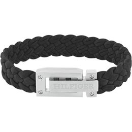 Lederarmband Tommy Hilfiger "FLAT BRAIDED, 2790517, 2790519" Armbänder Gr. Leder-Edelstahl, grau (schwarz, edelstahlfarben) Herren