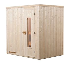 Weka Sauna "Elementsauna HALMSTAD 1" Saunen vorgefertigte Elemente, isolierte Holztür Gr. Saunaofen, integrierte Steuerung, 5,4 kW, beige (natur)