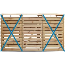 Mülltonnenbox Promadino "Vario V Erweiterung" Aufbewahrungsboxen Gr. B/H/T: 92cm x 122cm x 70cm, beige (natur) besonders robust aus ökologisch, zertifiziertem Kiefernholz gefertigt