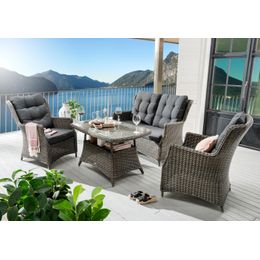 Garten-Essgruppe Destiny "CASA" Sitzmöbel-Sets grau (dunkelgrau) Aluminium, Polyrattan