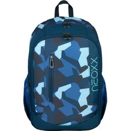 Schulrucksack neoxx "Flow, Camo Nation" Gr. B/H/T: 28cm x 42,5cm x 18cm, grün (camo nation), Kinder, Polyester, Rucksäcke, teilweise aus recyceltem Material