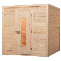 Weka Sauna "Massivholzsauna BERGEN 1" Saunen Blockbohlen, isolierte Hoztür Gr. Saunaofen, beige (natur)