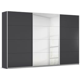 Schwebetürenschrank Rauch "Kleiderschrank Schrank Garderobe AGORDO mit Dekor- oder Hochglanzfront" Schränke Gr. B/H/T: 360 cm x 229 cm x 62 cm, 3 St., grau (graumetallic) durchdachte Innenausstattung, in 4 Breiten und 2 Höhen MADE IN GERMANY