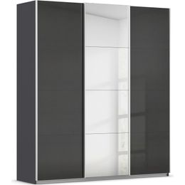 Schwebetürenschrank Rauch "Kleiderschrank Schrank Garderobe AGORDO mit Dekor- oder Hochglanzfront" Schränke Gr. B/H/T: 203 cm x 229 cm x 62 cm, 3 St., grau (graumetallic, hochglanz effektgrau) durchdachte Innenausstattung, in 4 Breiten und 2 Höhen MADE IN GERMANY