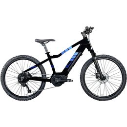 Zündapp E-Bike ZÜNDAPP "Z240" E-Bikes Gr. 38 cm, 24 Zoll (60,96 cm), schwarz (schwarz, blau) E Bike Mountainbike 24 Zoll Elektro 130-145 cm Jugendliche ab 8