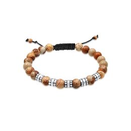 Armband Kuzzoi "Herren Achat Perlen Bead Jasper Look 925 Silber" Armbänder Gr. 19cm, ohne Stein, Silber 925 (Sterlingsilber), braun (braun + braun) Herren