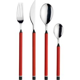 Pinti Inox Besteck-Set PINTINOX "Matite" Essbesteck-Sets Gr. 24 tlg., rot (edelstahlfarben, rot) mit Kunststoffgriff, spülmaschinengeeignet