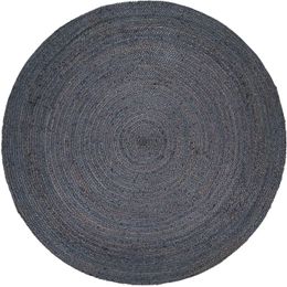 Teppich Paco Home "Viborg 595" Teppiche Gr. Ø 200 cm 1 St., 13 mm, grau Jute, Modern, Boho, Handgefertigter Natur-Teppich