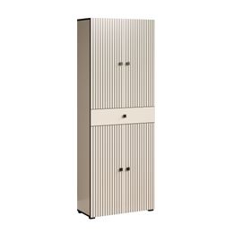 Hochschrank Welltime "Amrum" Schränke Gr. B/H/T: 70 cm x 188 cm x 31 cm, 4 St., grau (hellgrau) Geräumiger Badschrank in eleganter Rillenoptik - (BTH) 7031188 cm