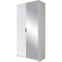 Kleiderschrank Rauch "Freiham Drehtürenschrank Schrank Garderobenschrank Breite 91cm" Schränke Gr. B/H/T: 91 cm x 197 cm x 54 cm, 2 St., weiß Schlafzimmerschrank mit Spiegel und Griffmulden BESTSELLER