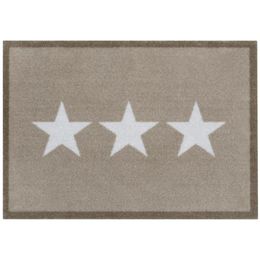 Fußmatte Hanse Home "Sterne" Teppiche Gr. B: 67cm, 7mm, L: 180cm, beige (beige/cream) Schmutzfangmatte, Innen und Außen, Rutschfest, Wetterfest, Waschbar