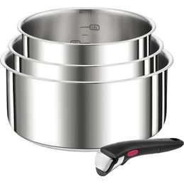 Topf-Set Tefal "L898S4 Ingenio Preference" Töpfe Gr. + Höhe 11,8cm, silberfarben (edelstahlfarben) stapelbar, platzsparend, hochwertiger Edelstahl, induktionsgeeignet