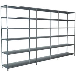 SCHULTE REGALWELT Steckregal "Stecksystem Grund- und 2x Anbauregale" Regale Metall verzinkt, 2300x2600x350 mm, 18 Böden Gr. B/H/T: 260cm x 230cm x 35cm, silberfarben