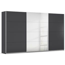 Schwebetürenschrank Rauch "Kleiderschrank Schrank Garderobe AGORDO mit Dekor- oder Hochglanzfront" Schränke Gr. B/H/T: 360 cm x 210 cm x 62 cm, 3 St., grau (graumetallic) durchdachte Innenausstattung, in 4 Breiten und 2 Höhen MADE IN GERMANY