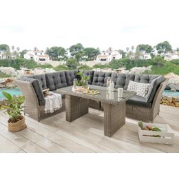 Garten-Essgruppe Destiny "PALMA" Sitzmöbel-Sets grau (vintage grau) Aluminium, Polyrattan