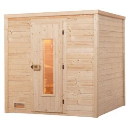 Weka Sauna "Massivholzsauna BERGEN 2" Saunen Blockbohlen, isolierte Holztür Gr. ohne Ofen, beige (natur)