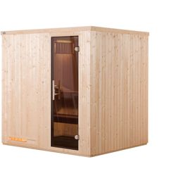 Weka Sauna "Elementsauna HALMSTAD 2" Saunen vorgefertigte Elemente, moderne Ganzglastür Gr. Saunaofen, integrierte Steuerung, 5,4 kW, beige (natur)