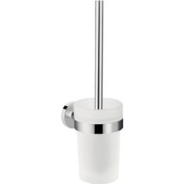 WC-Garnitur Hansgrohe "Logis Universal", silber (chrom), B:9,4cm H:35,5cm L:12,8cm, Metall, Reinigungsbürsten, Wandmontage, chrom