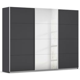 Schwebetürenschrank Rauch "Kleiderschrank Schrank Garderobe AGORDO mit Dekor- oder Hochglanzfront" Schränke Gr. B/H/T: 271 cm x 210 cm x 62 cm, 3 St., grau (graumetallic) durchdachte Innenausstattung, in 4 Breiten und 2 Höhen MADE IN GERMANY