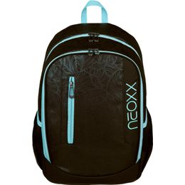 Schulrucksack neoxx "Flow, Queen of Nite" Gr. B/H/T: 28cm x 42,5cm x 18cm, schwarz (queen of nite), Kinder, Polyester, Rucksäcke, teilweise aus recyceltem Material