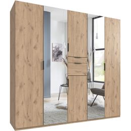 Drehtürenschrank wimex "Moldau OTTOs CHOICE TOPSELLER Lieferung bis in Deine Etage" Schränke Gr. B/H/T: 225 cm x 208 cm x 58 cm, 6 St., beige (viking oak nachbildung) Kleiderschrank mit Spiegel, 2 Schubladen in Breiten schwarze Griffe