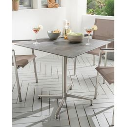 Gartentisch Destiny "LOFT" Tische Gr. B/H/T: 68 cm x 75 cm x 68 cm, grau (68x75x68cm), Gestell Edelstahl inkl. HPL Tischplatte