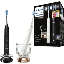 Elektrische Zahnbürste PHILIPS SONICARE "DiamondClean 9000 HX9914" Elektrozahnbürsten rosegold (roségoldfarben, schwarz) DiamondClean Premium Schallzahnbürste, Doppelpack inkl. Ladeglas