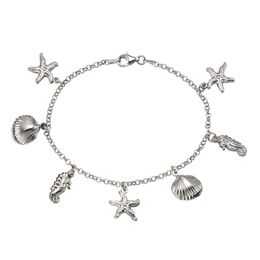 Armband Vivance "925 Silber rhodiniert maritime Motive" Armbänder Gr. 19cm, Silber 925 (Sterlingsilber), weiß Damen Bettelarmband Silberarmband Armschmuck