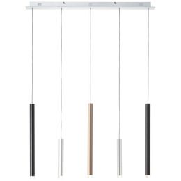 Pendelleuchte Brilliant "Cembalo" Lampen Gr. Höhe: 120 cm, schwarz (alu, schwarz, braun) Designerlampe LED Hängelampe 5flg aluschwarzbraun