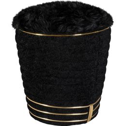 Sitzhocker Kayoom "Hocker Doric" Hocker Gr. B/H/T: 42cm x 50cm x 42cm, Bouclé, schwarz (schwarz, gold) komfortabel, hochqualitativ, pflegeleicht