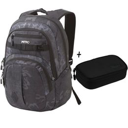 Schulrucksack Nitro "Chase" Gr. B/H/T: 37 cm x 51 cm x 23 cm, grün (forged camo) Kinder Rucksäcke Alltagsrucksack, Freizeit, Schule, Arbeit und Reise, Federmäppchen