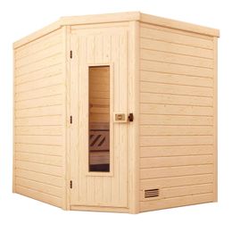 Weka Sauna "Massivholzsauna TURKU 2" Saunen Blockbohlen, isoliert Holztür Gr. Bio-Ofen, externe Steuerung, 9 kW, beige (natur)