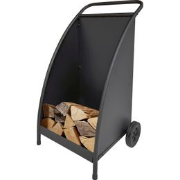 FIREFIX Aufbewahrungsbox "Holzwagen" Aufbewahrungsboxen mit 2 Rädern Gr. B/H/T: 50cm x 88cm x 53cm, schwarz