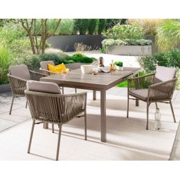 Garten-Essgruppe Destiny "LUCCA IMOLA" Sitzmöbel-Sets Gr. Polyester, grau (taupe) Aluminium, Polyrattan, Rope