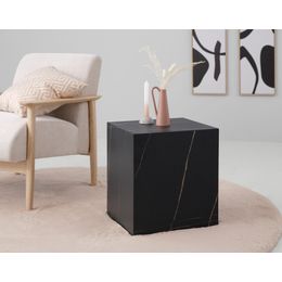 Beistelltisch Hela "CUBE III Couchtisch" Tische Gr. B/H/T: 40cm x 45cm x 40cm, schwarz (marmoroptik, schwarz, marmoroptik, schwarz) Travertin-Optik oder Marmor-Optik, 40x40 cm