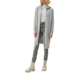 Kapuzenstrickjacke s.Oliver Gr. 36, grau (light grey) Damen Strickjacken ohne Verschluss, mit Seitentaschen