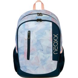 Schulrucksack neoxx "Flow, Dreaming of Pastel", Kinder, Gr. B/H/T: 28cm x 42,5cm x 18cm, blau (dreaming of pastel), Polyester, Rucksäcke, teilweise aus recyceltem Material