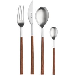 Pinti Inox Besteck-Set PINTINOX "Sushi" Essbesteck-Sets Gr. 24 tlg., braun (edelstahlfarben, mahagonifarben) Satiniert mit Kunststoffgriff in Holz-Optik